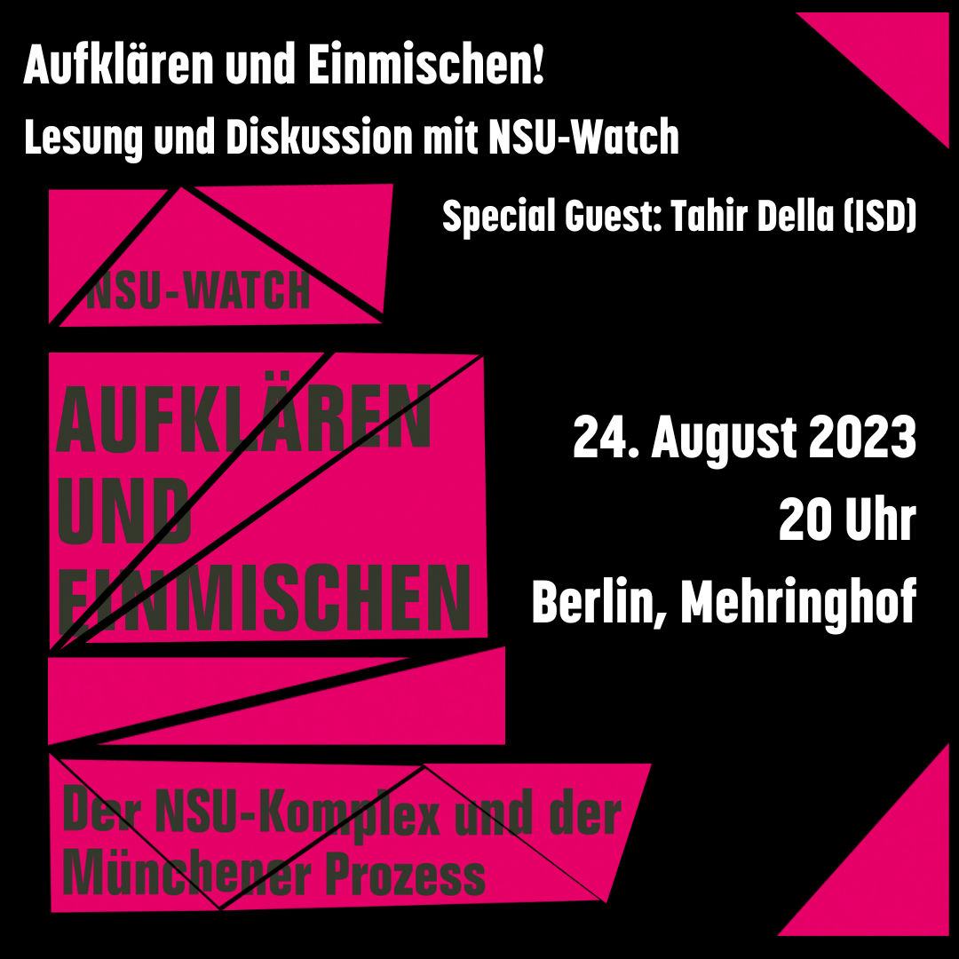 Aufklären und Einmischen! Lesung und Diskussion mit NSU-Watch. | NSU Watch